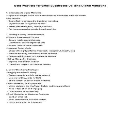 Best digital marketing practices for Small business | PDF