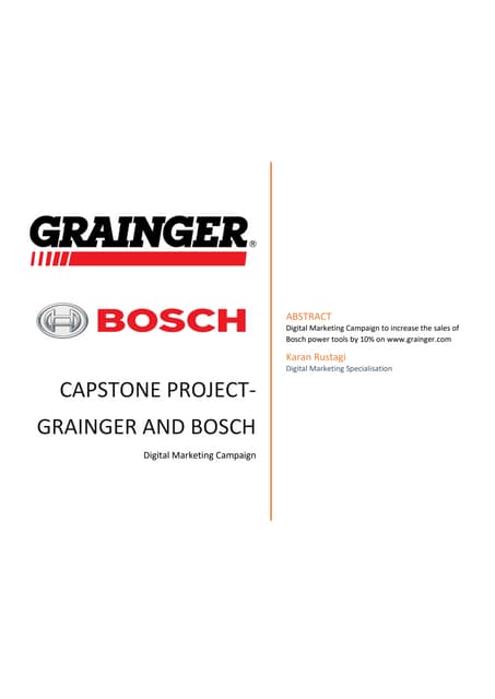 Digital Marketing Capstone Bosch/Grainger | PDF