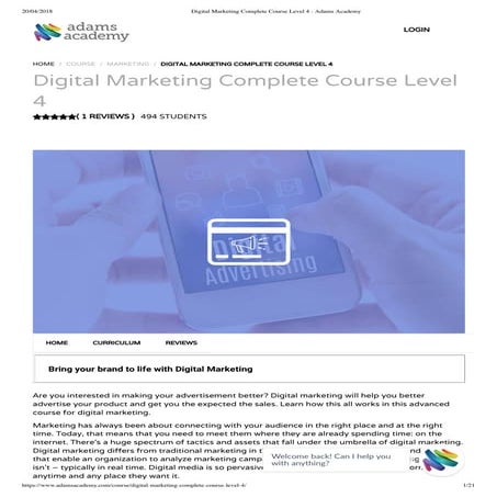 Digital marketing complete course level 4 - Adams Academy | PDF