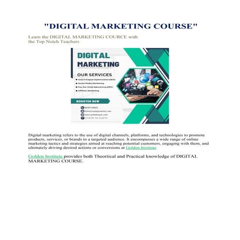 DIGITAL MARKETING COURSE AT GOLDEN INSTITUTE ROPAR | PDF