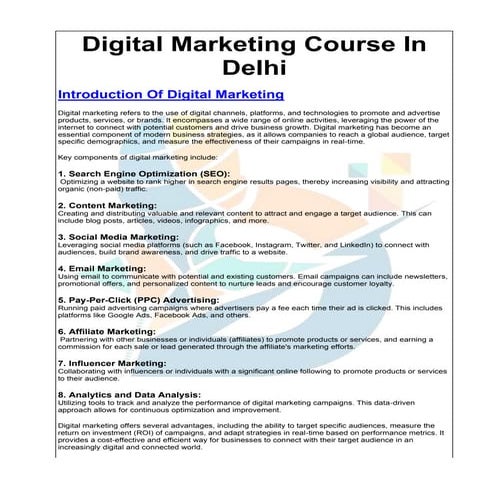 Digital Marketing Course In Delhi 1 Pdf