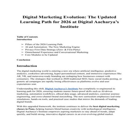 Digital Marketing Evolution - The Updated Learning Path for 2026 at ...