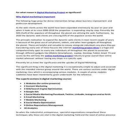 Digital marketing project | PDF