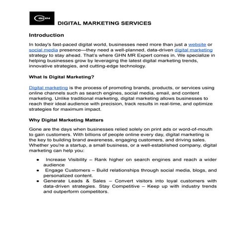 DIGITAL MARKETING SERVICES .SEO MARKET PDF | PDF