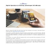 Digital operations in banking advantages & challenges | PDF