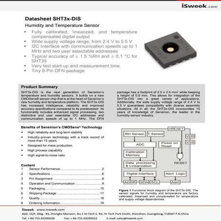 Digital output humidity and temperature sensor sht35-dis | PDF