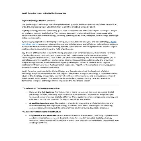 North America Leads in Digital Pathology Use | PDF