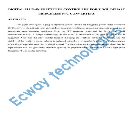 Digital plug in repetitive controller for single-phase bridgeless pfc converters | DOC