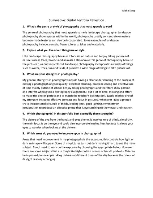 Reflection for summer theme summative | PDF