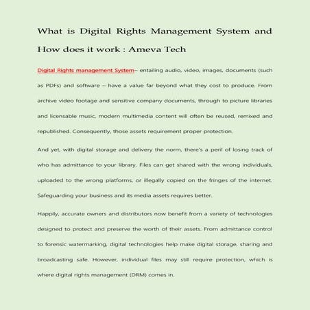 What is Digital Rights Management System and How does it work : Ameva ...