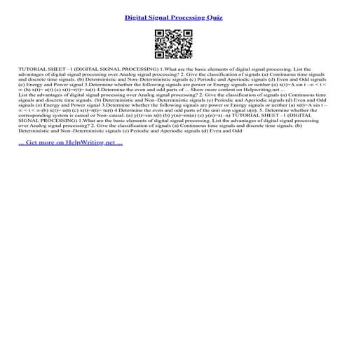 Digital Signal Processing Quiz | PDF