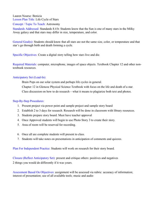 Sample Semi-detailed Lesson Plan for Grade 8 Science, Prepared by ...