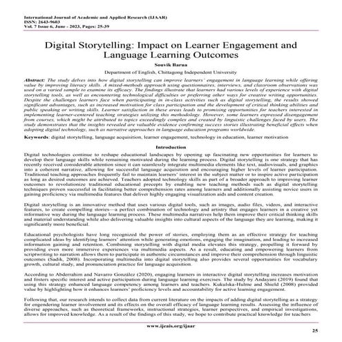 Digital Storytelling: Impact on Learner Engagement and Language Learning Outcomes | PDF