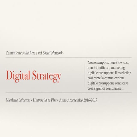 Digital strategy, comunicare on line | PDF