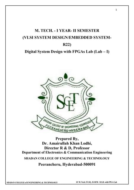Digital System Design With Fpgas Lab Manualpdf 8284