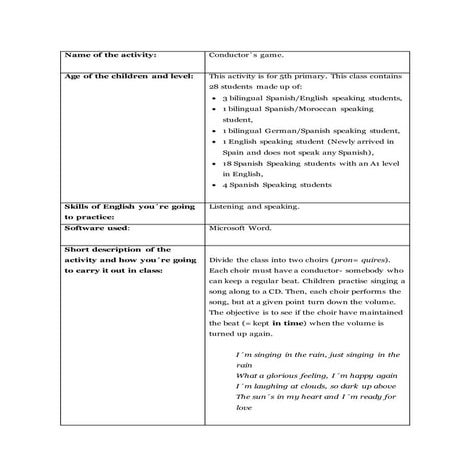 Music and drama activity for students | DOCX