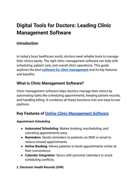 8 Benefits of Clinic Management Software | PDF