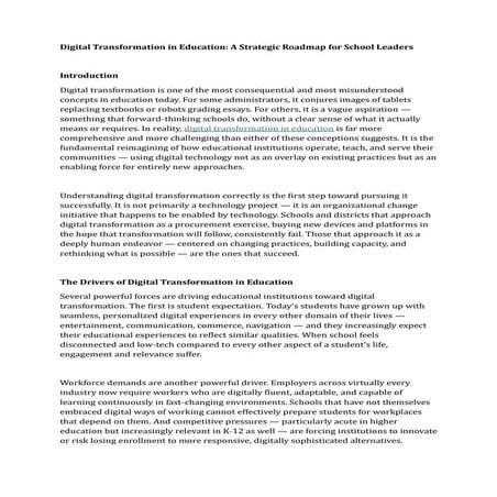 Digital Transformation in Education A Strategic Roadmap for School ...