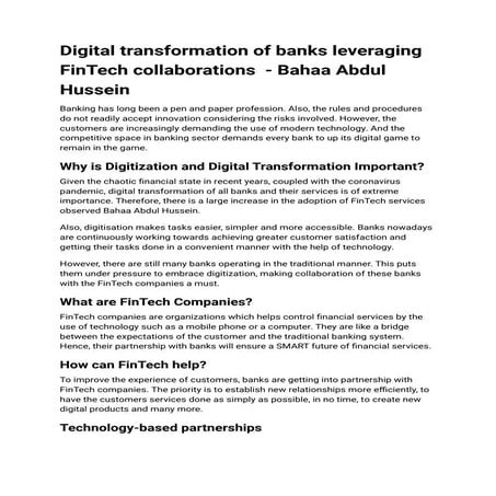 Role of fintech in banking | PPTX