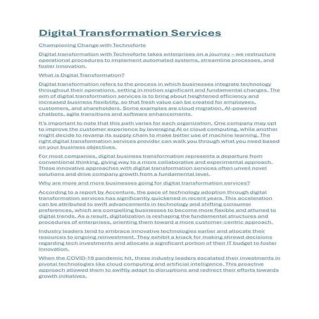 Digital Transformation Services | Digital Transformation Solutions | PDF