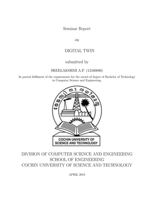 Digital twin technology - seminar presentation | PPTX
