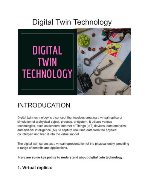 Digital twin technology - seminar presentation | PPTX | Internet | Computing