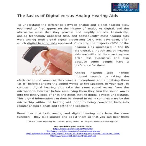Analog vs Digital Hearing Aids | PDF