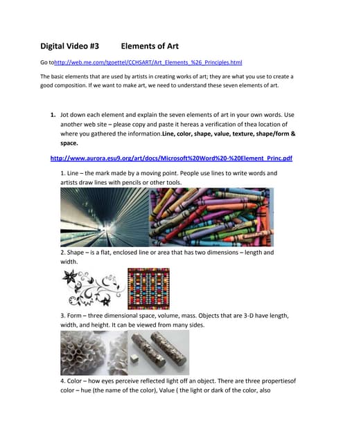 Space Element Of Art Worksheet