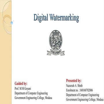 Digital watermarking Techniques | PPT