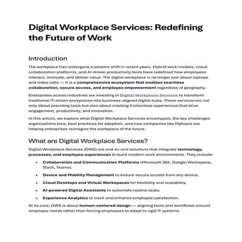 The Future of Work Embracing the Digital Workplace | PDF