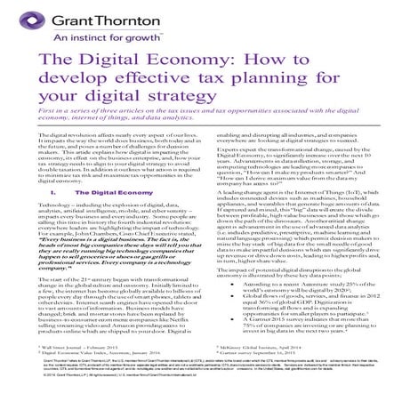 The Digital Economy: How to develop effective tax planning for your ...