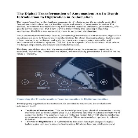 An In-Depth Introduction to Digitization in Automation | PDF