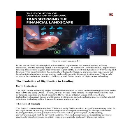 Digitization In Lending Evolution Benefits Challenges Future Trends