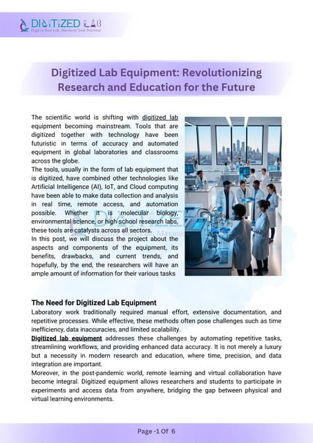 REVOLUTIONIZING RESEARCH: CUTTING-EDGE TECHNOLOGIES IN LAB EQUIPMENT | PPT