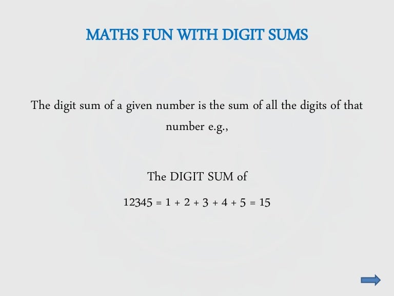 Maths Fun with Digit Sums