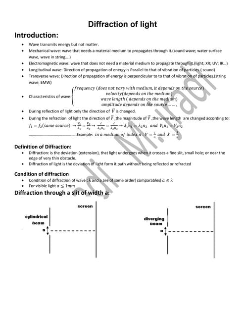 Physics Investigatory project on Diffraction | PDF