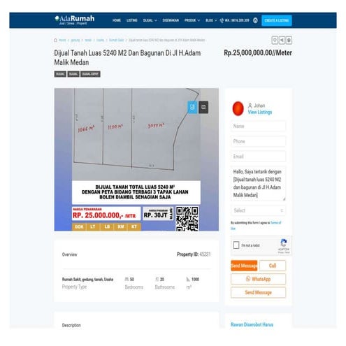 Dijual Tanah Luas di Daerah Jl T Amir Hamzah Medan, Tepatnya di Jl Adam ...