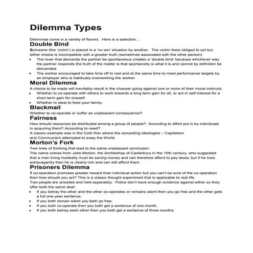 Dilemma types | DOCX