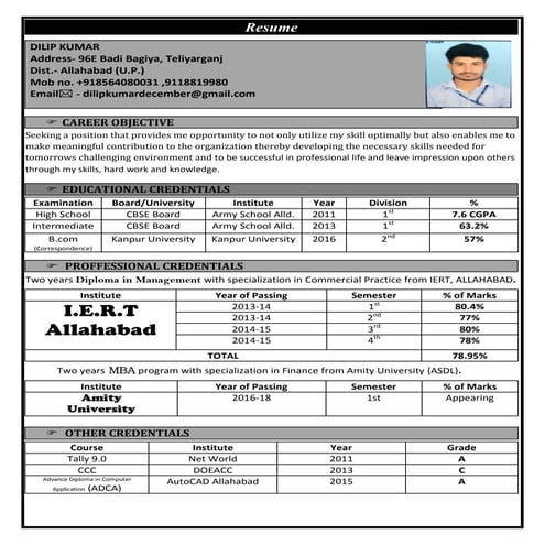 Dilip apr resume amity | PDF