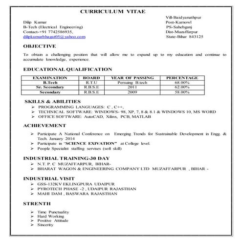 Dilip kumar curriculum vitae | DOCX