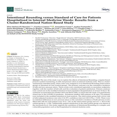 Intentional Rounding vs standard of care for patients hospitalised in ...
