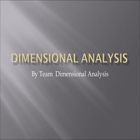 Dimensional Analysis | PPT