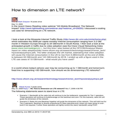 LTE Dimensioning | PDF