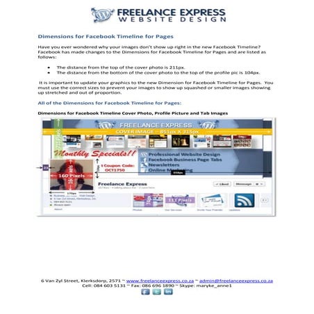 Dimensions for facebook timeline for pages