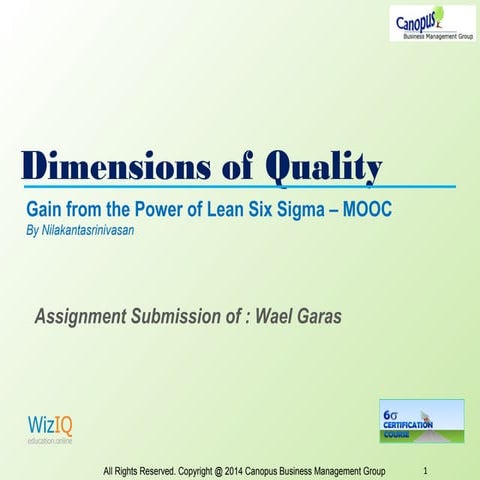 Dimensions of quality by wael fawzy | PPT