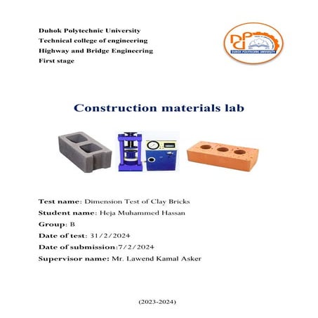 Dimension test of Clay Bricks.docx / HEJA | DOCX