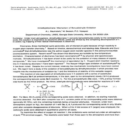 Dimethyldioxirane mechanism of benzaldehyde oxidation | PDF