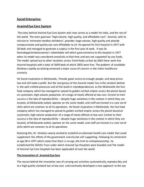 Case study analysis arvind eye care | PPTX | Eye and Vision Conditions | Diseases and Conditions