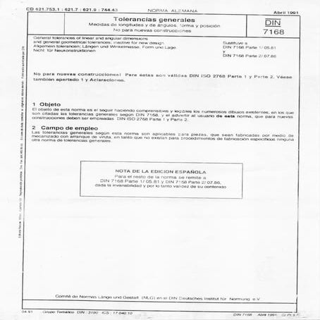 Norma Din 7168 1991.4 Tolerancias Generales | PDF