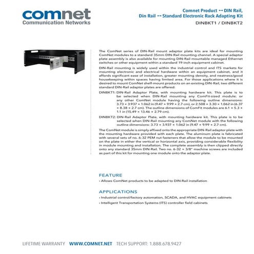 ComNet DINBKT Data Sheet | PDF | Computer Networking | Computing